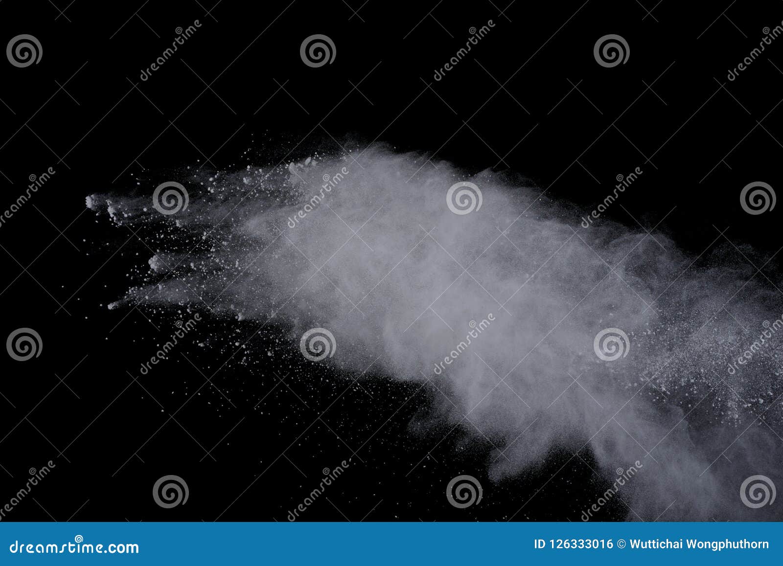 White Powder Explosion Isolated on Black Background. Colored Dust ...