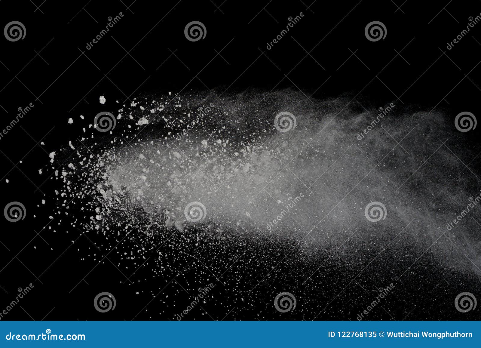 White Powder Explosion Isolated on Black Background. Stock Image ...