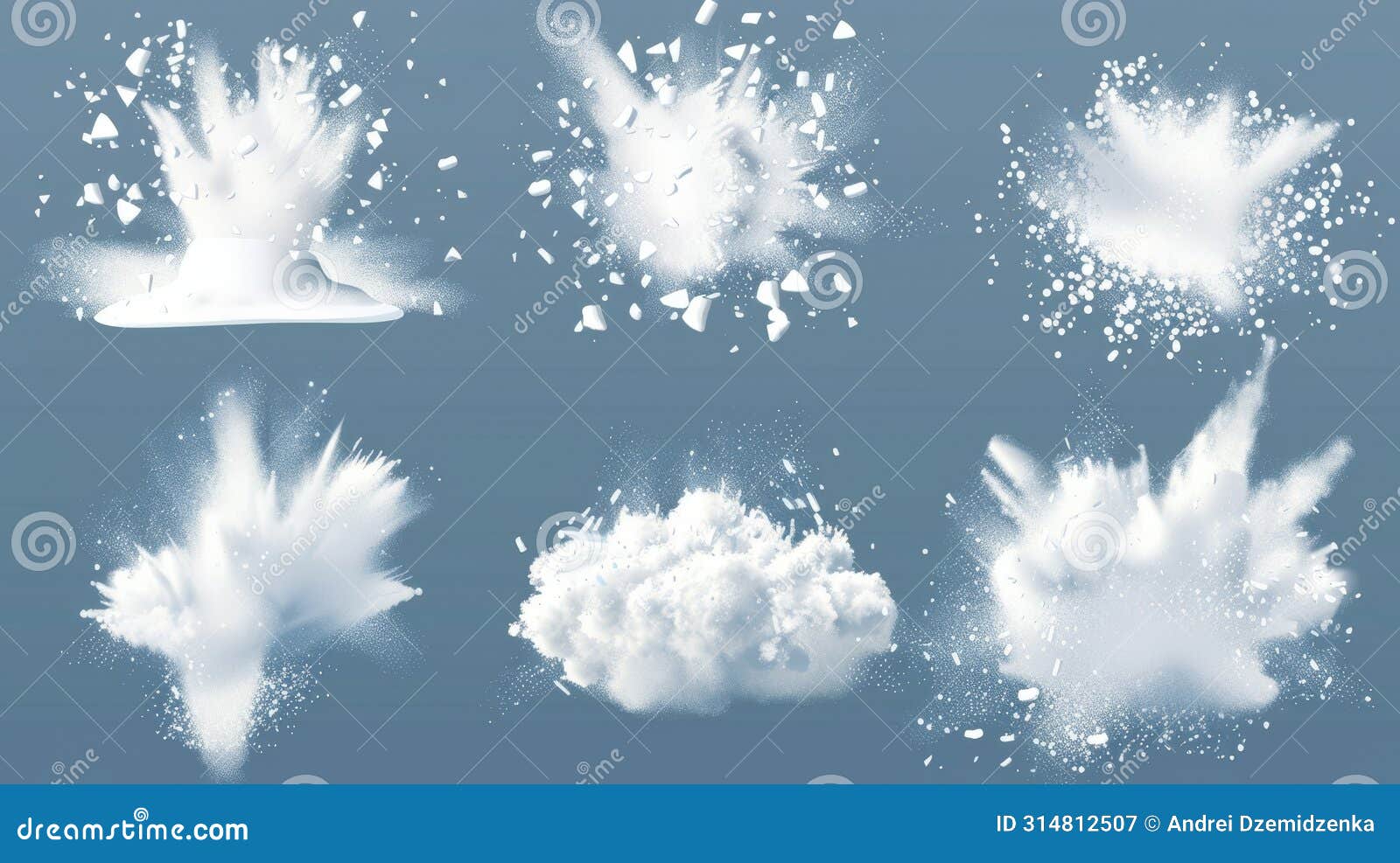 White Powder Explosion, Snow Burst with Flying Ice Particles and ...