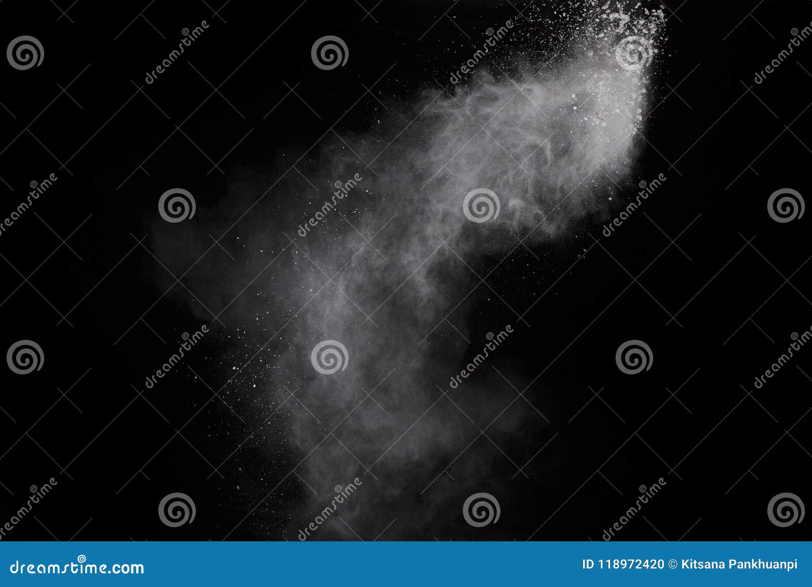 Freeze Motion of White Color Powder Exploding on Black Background ...