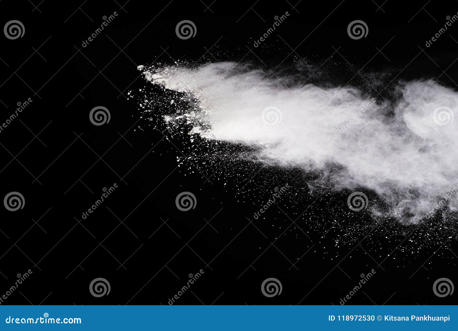 Freeze Motion of White Color Powder Exploding on Black Background ...