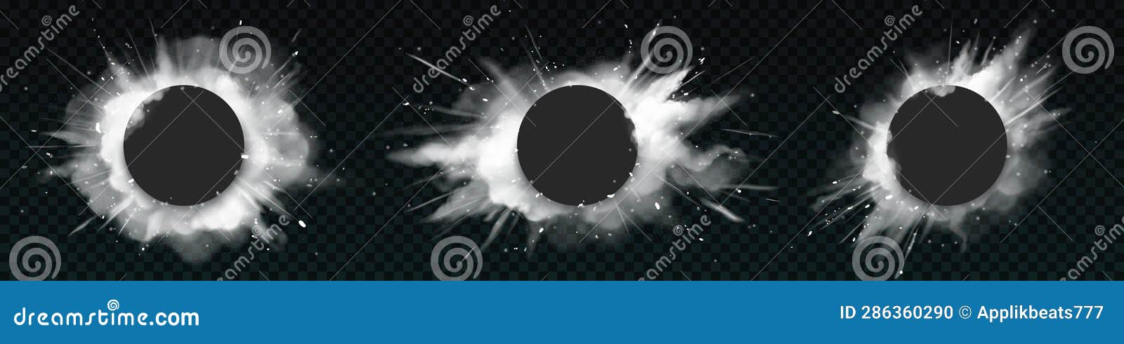 White Powder Explosions with Black Round Banners Stock Vector ...