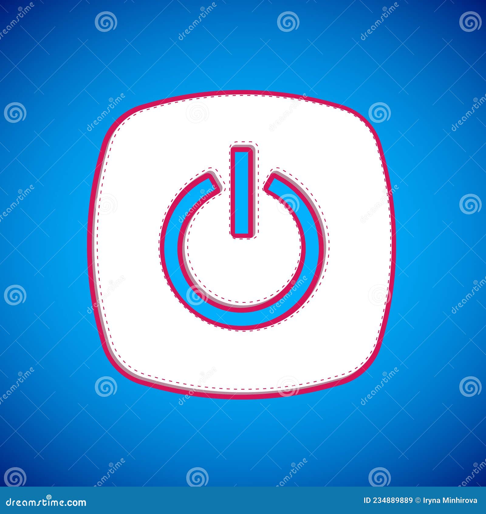 White Power Button Icon Isolated on Blue Background. Start Sign Stock ...