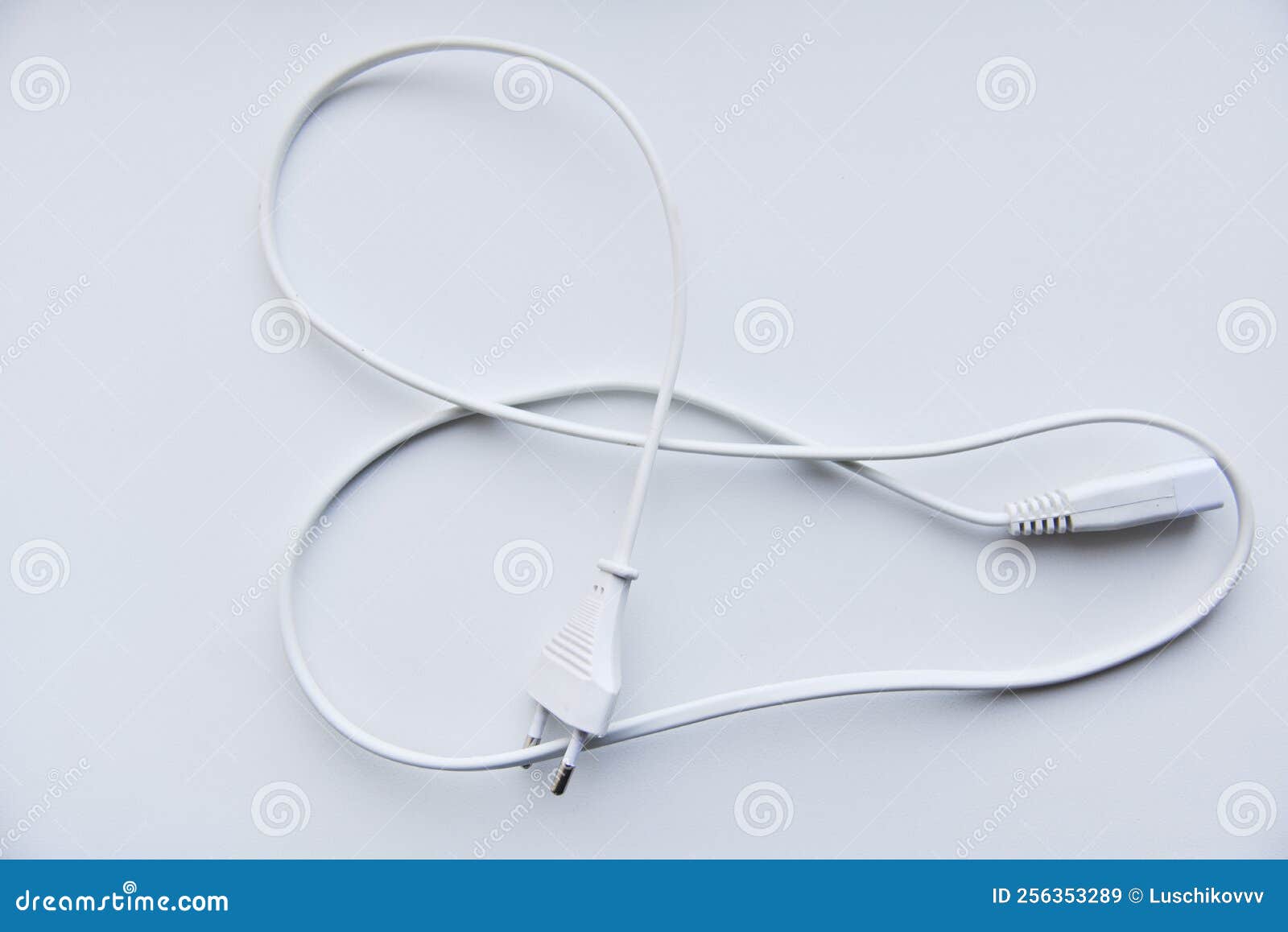 White Power Cord on a White Background. Electric Cord on a White ...