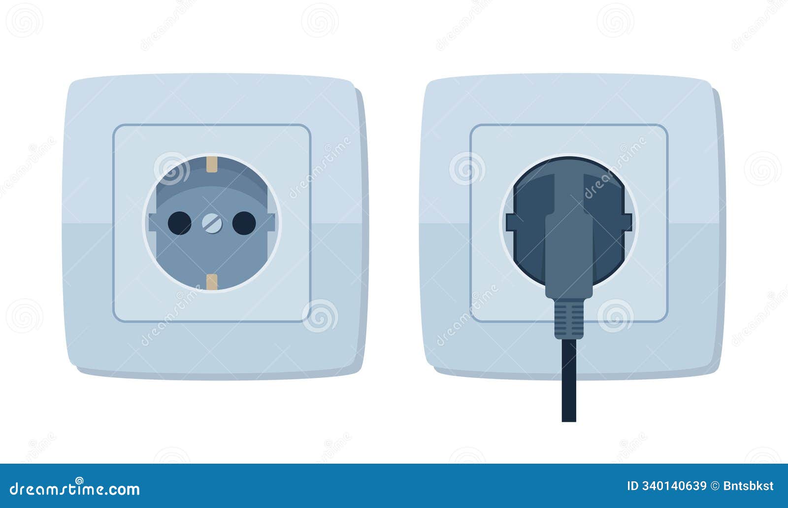 White Power Socket for European Type of Electric Equipment. Power ...