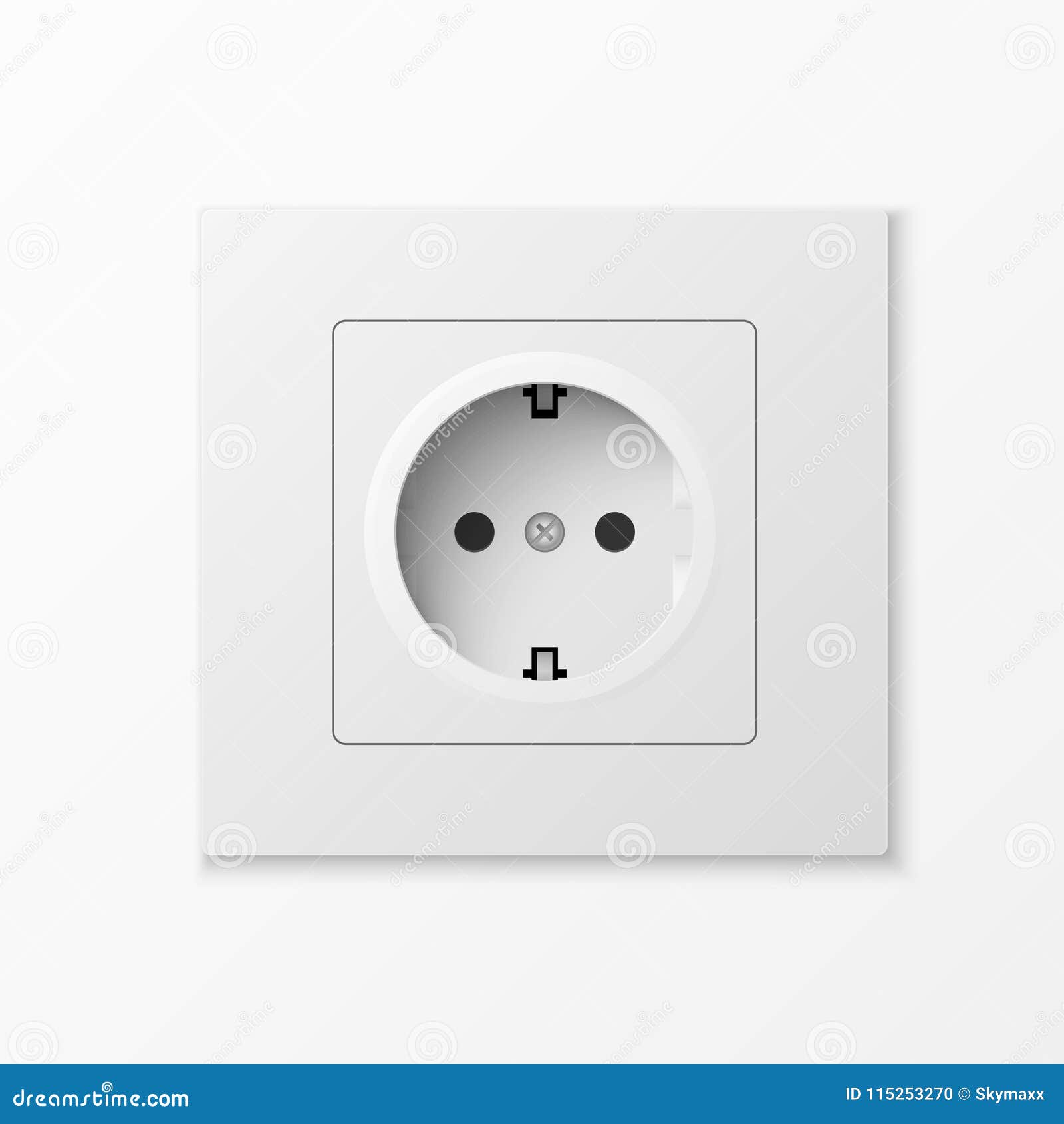 White Power Socket On Wall With Shadow, 3d Realistic Vector ...