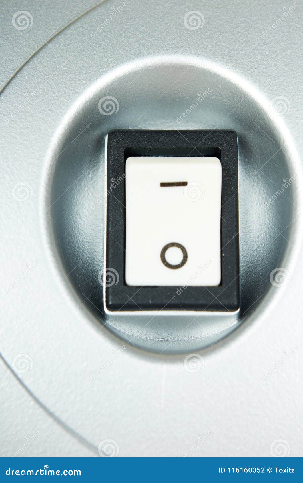 White Power Switch Button on Grey Device Stock Photo - Image of toggle ...