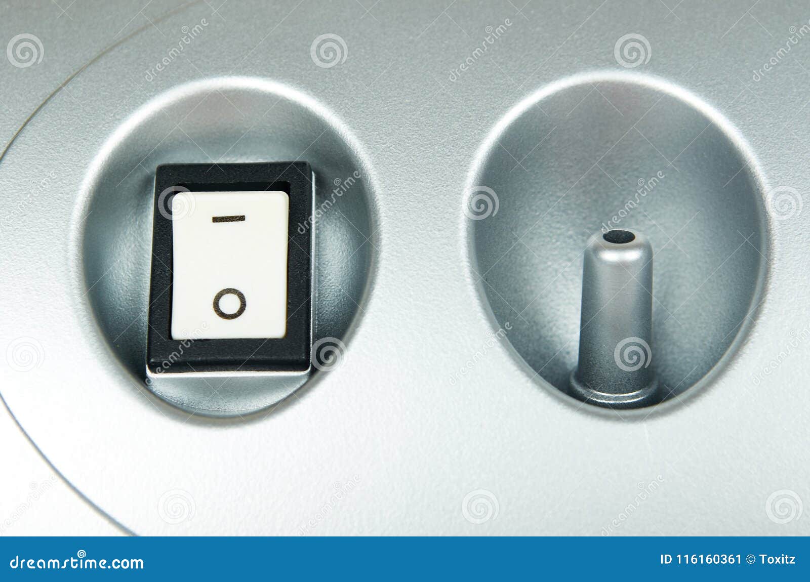 White Power Switch Button on Grey Device Stock Image - Image of ...
