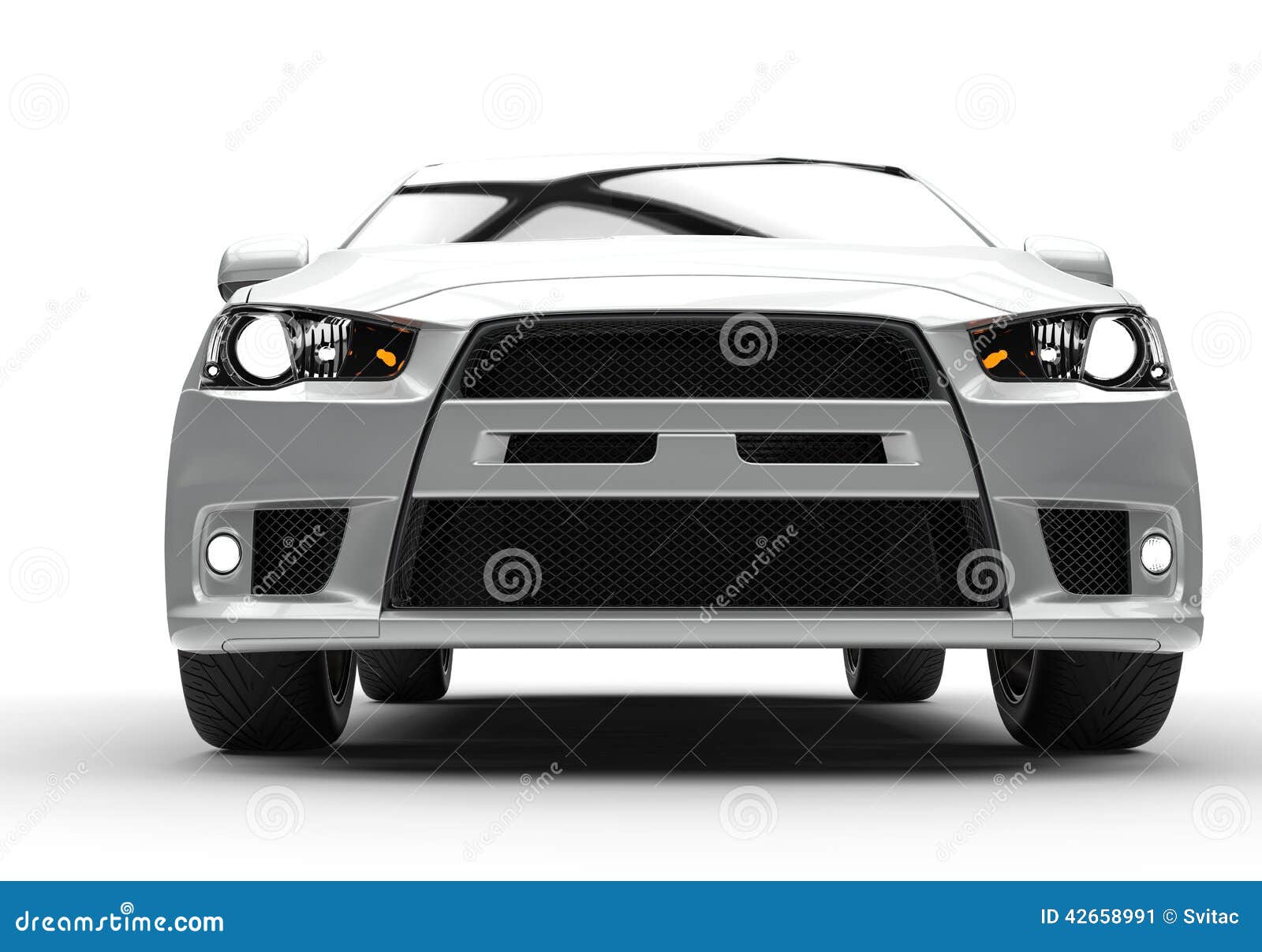 White Powerful Modern Car on White Background - Front View Stock ...