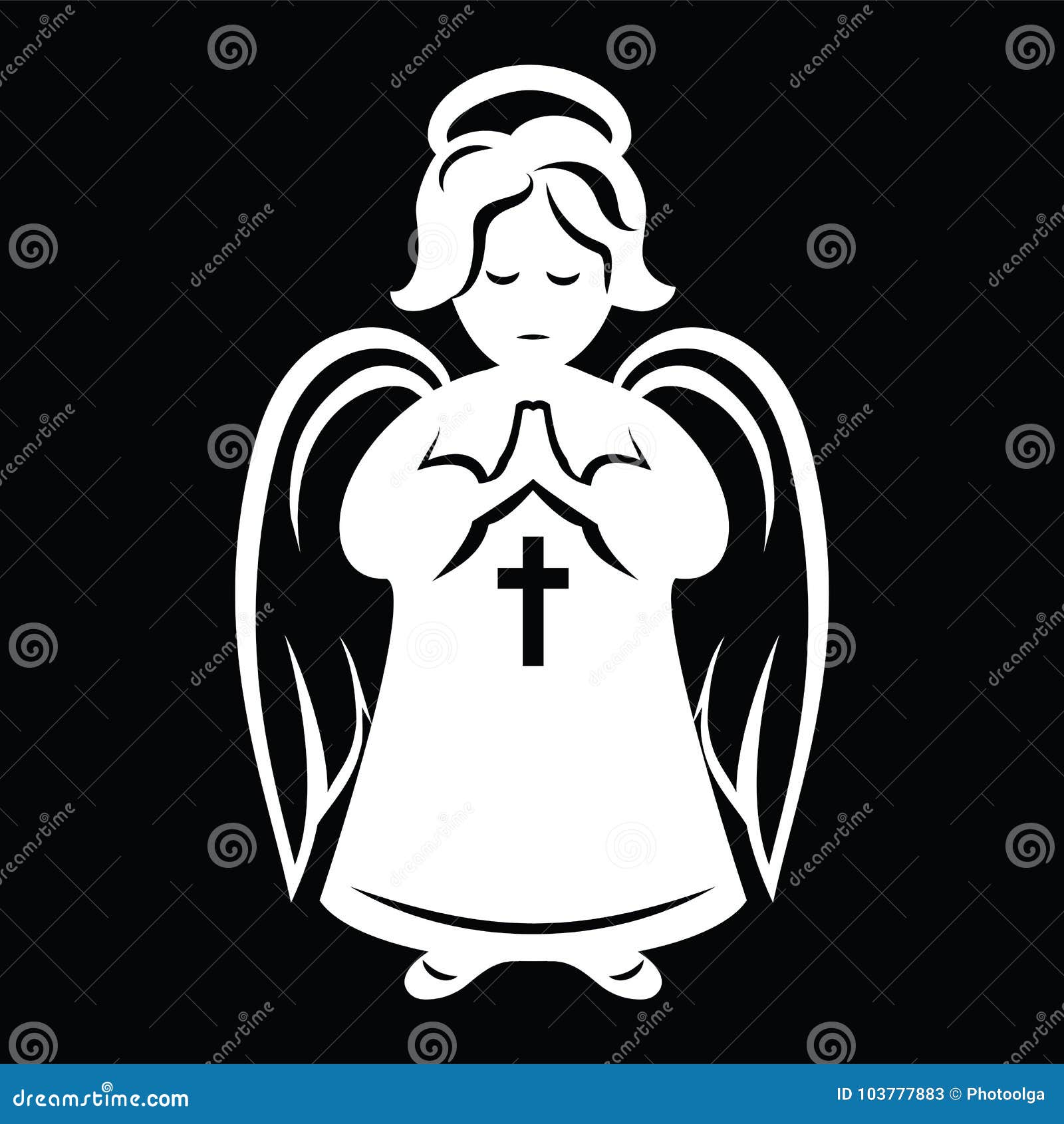 White Praying Hands In Circle Vector Illustration | CartoonDealer.com ...