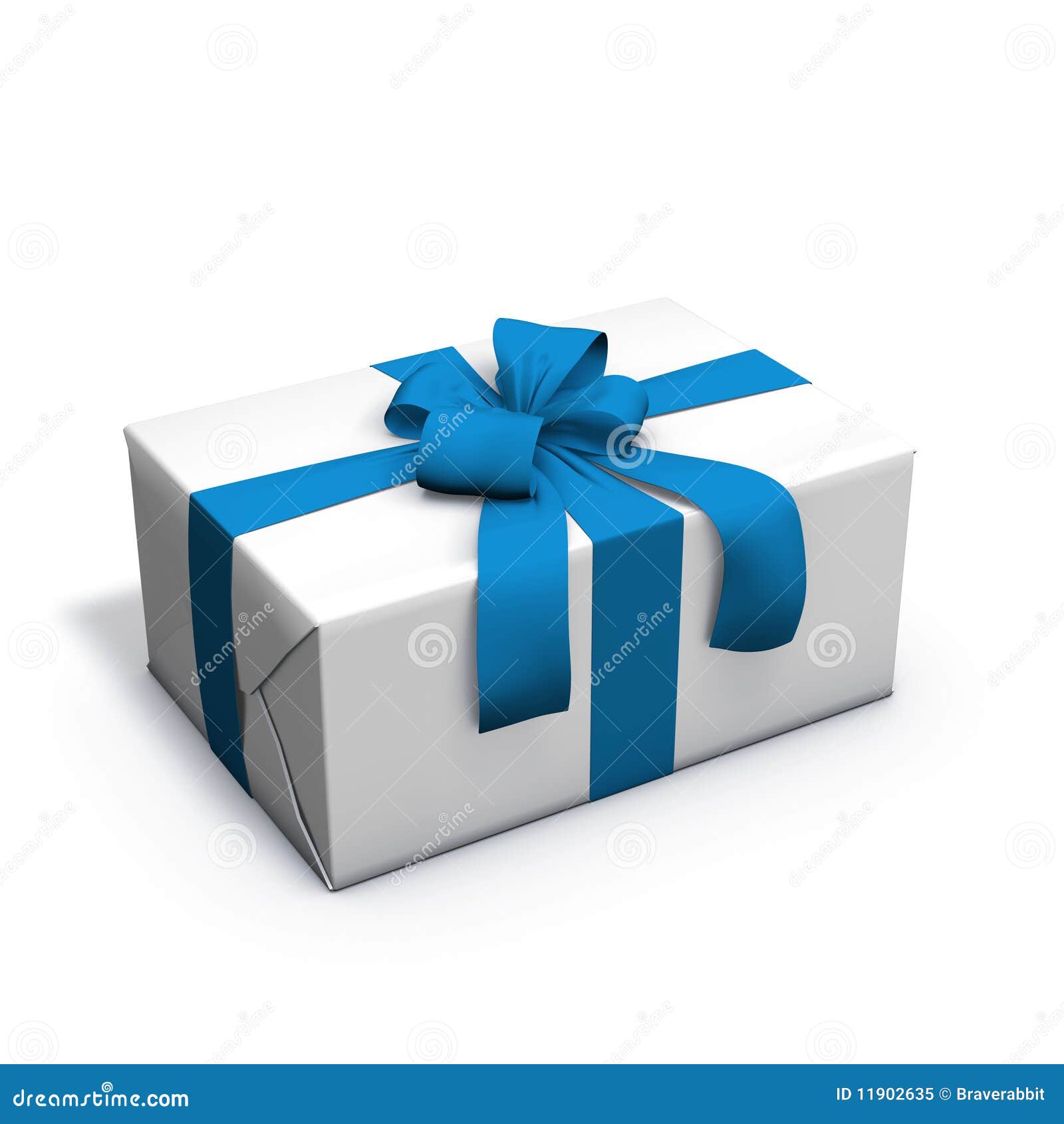 White Present with Blue Ribbon Stock Illustration - Illustration of ...