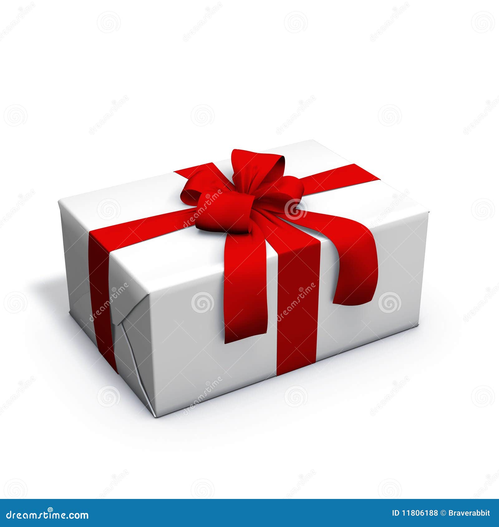 White Present with Red Ribbon Stock Illustration - Illustration of ...