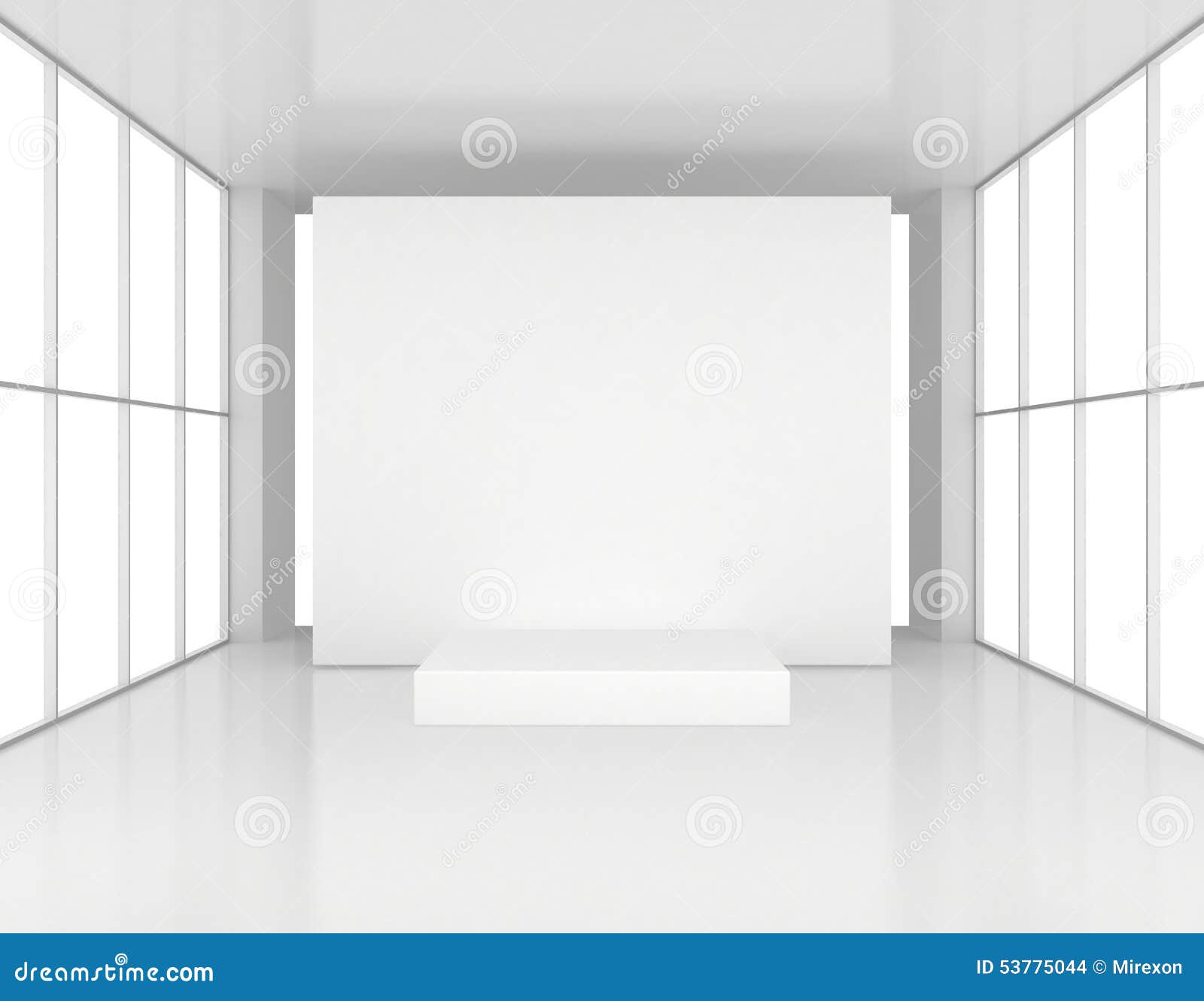 White Presentation Room with Pedestal Stock Illustration - Illustration ...