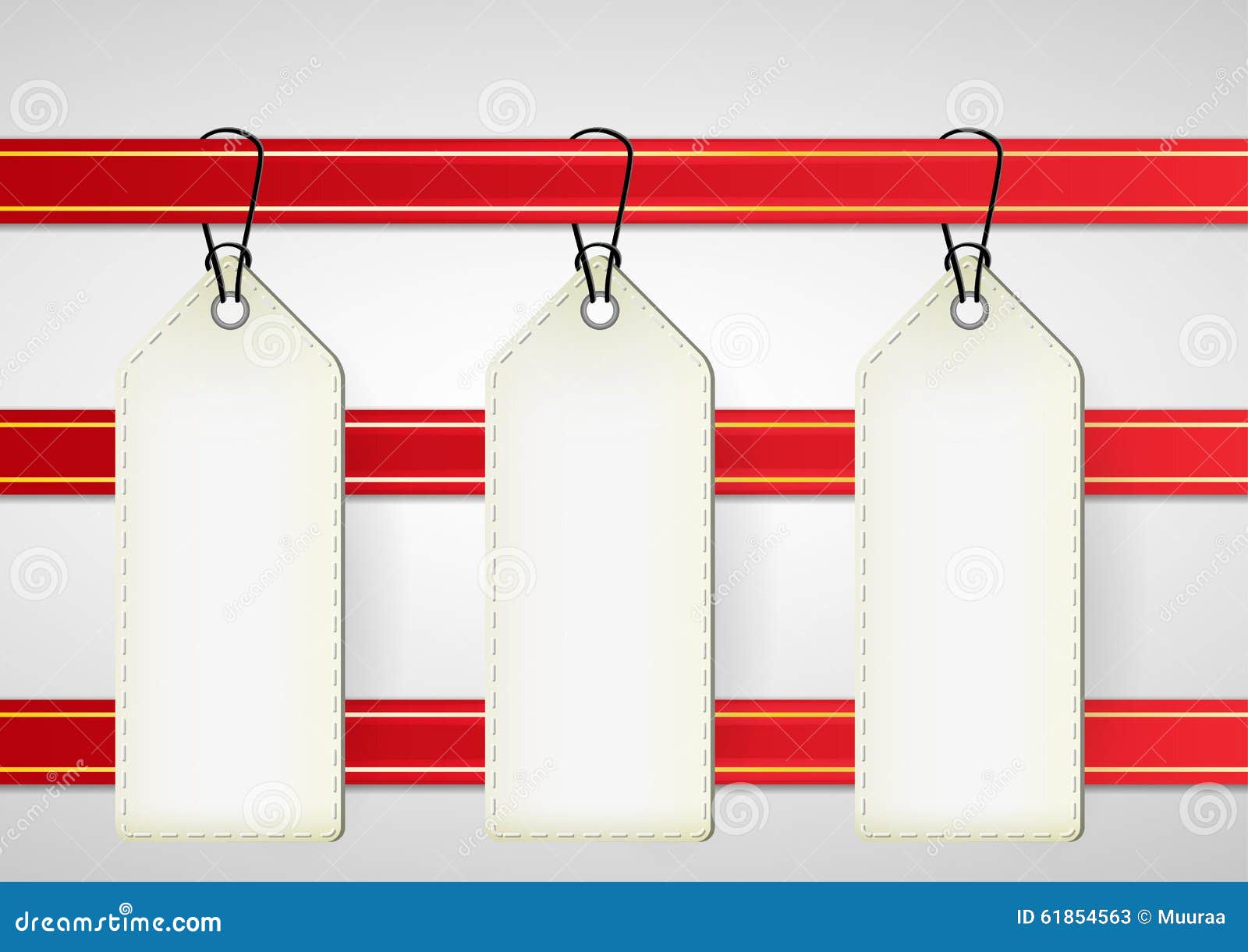 White Price Tags on Red Ribbon Stock Illustration - Illustration of ...