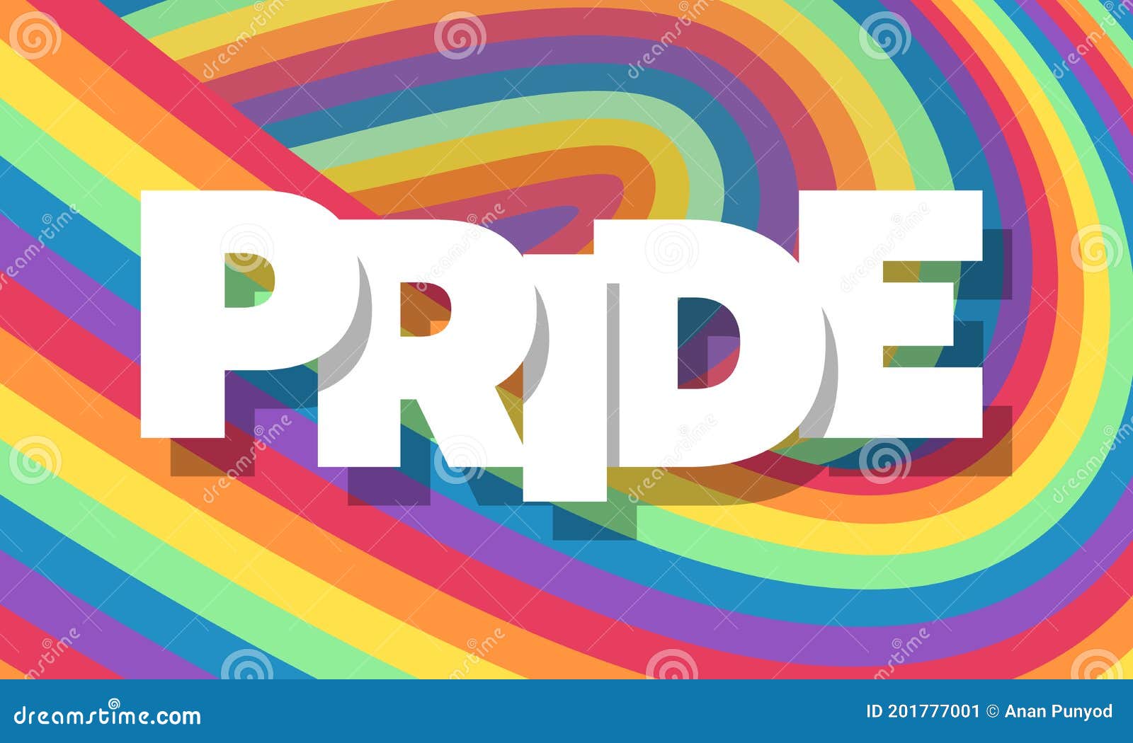 White Pride Text on Abstract Colorful Rainbow Wave Texture Background ...