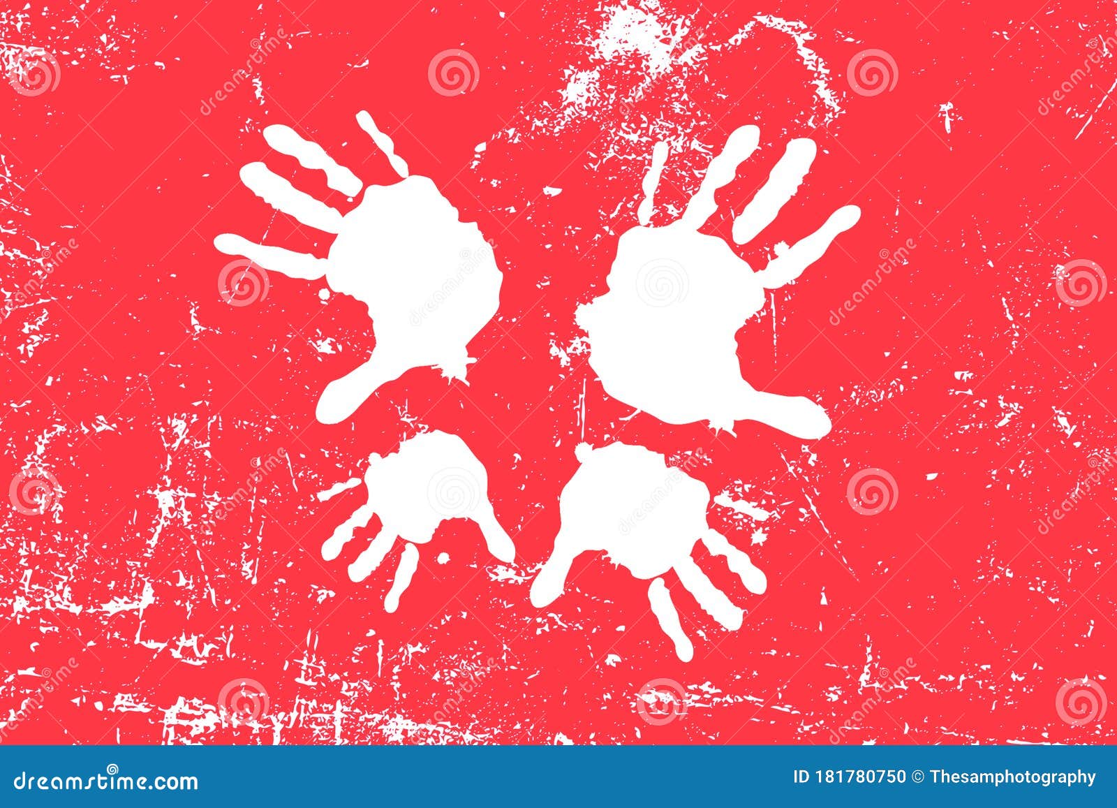 White Prints of Hand on Red Background Stock Illustration ...