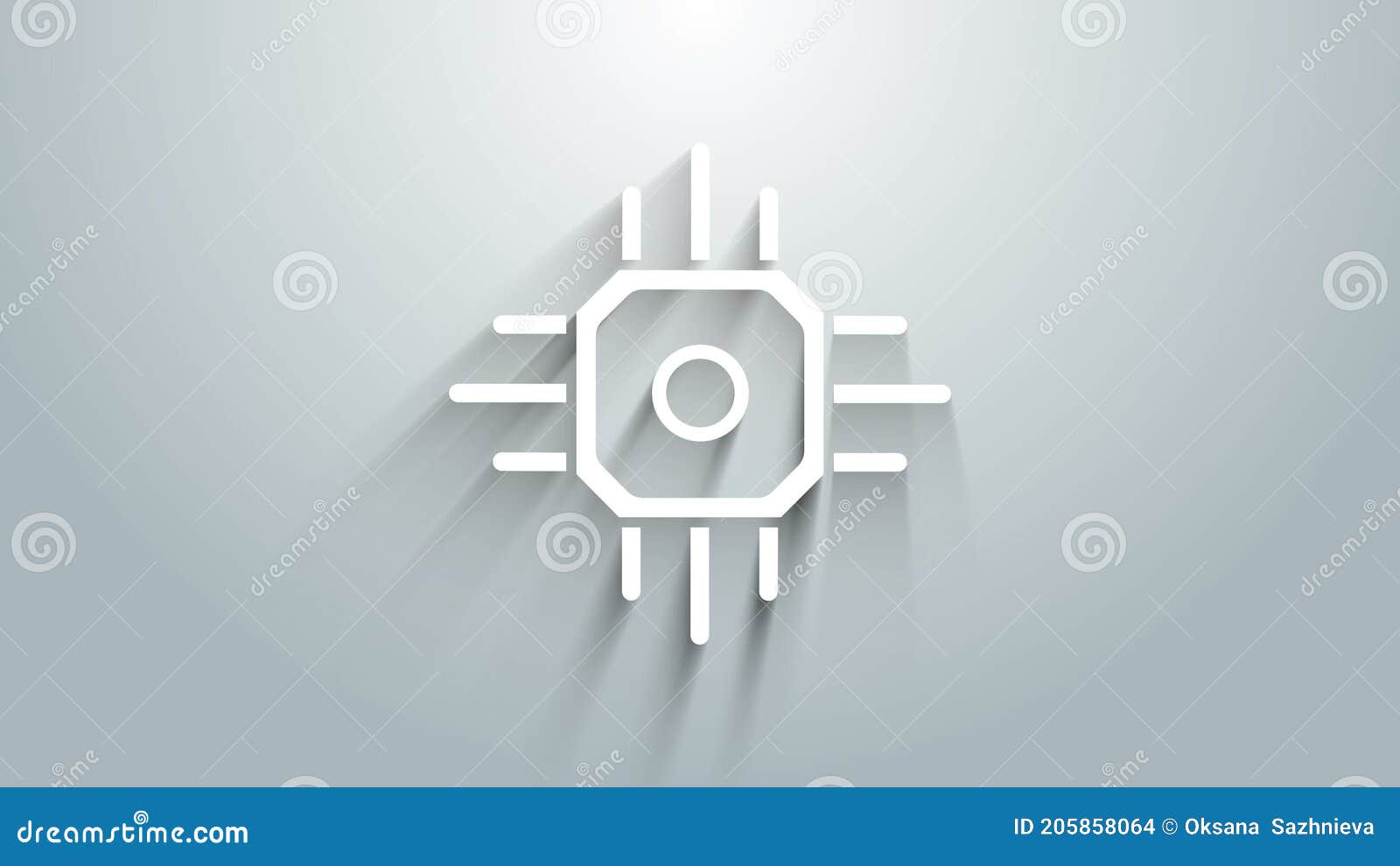 White Processor Icon Isolated On Grey Background Cpu Central Processing Unit Microchip
