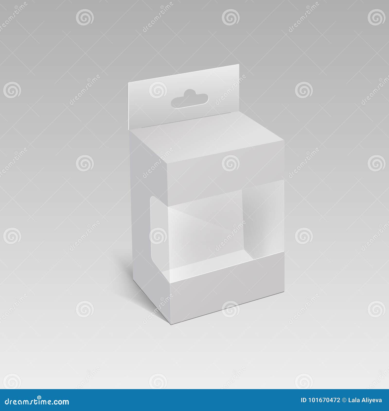White Product Package Box with Hang Slot and Plastic Window. Mock Up ...