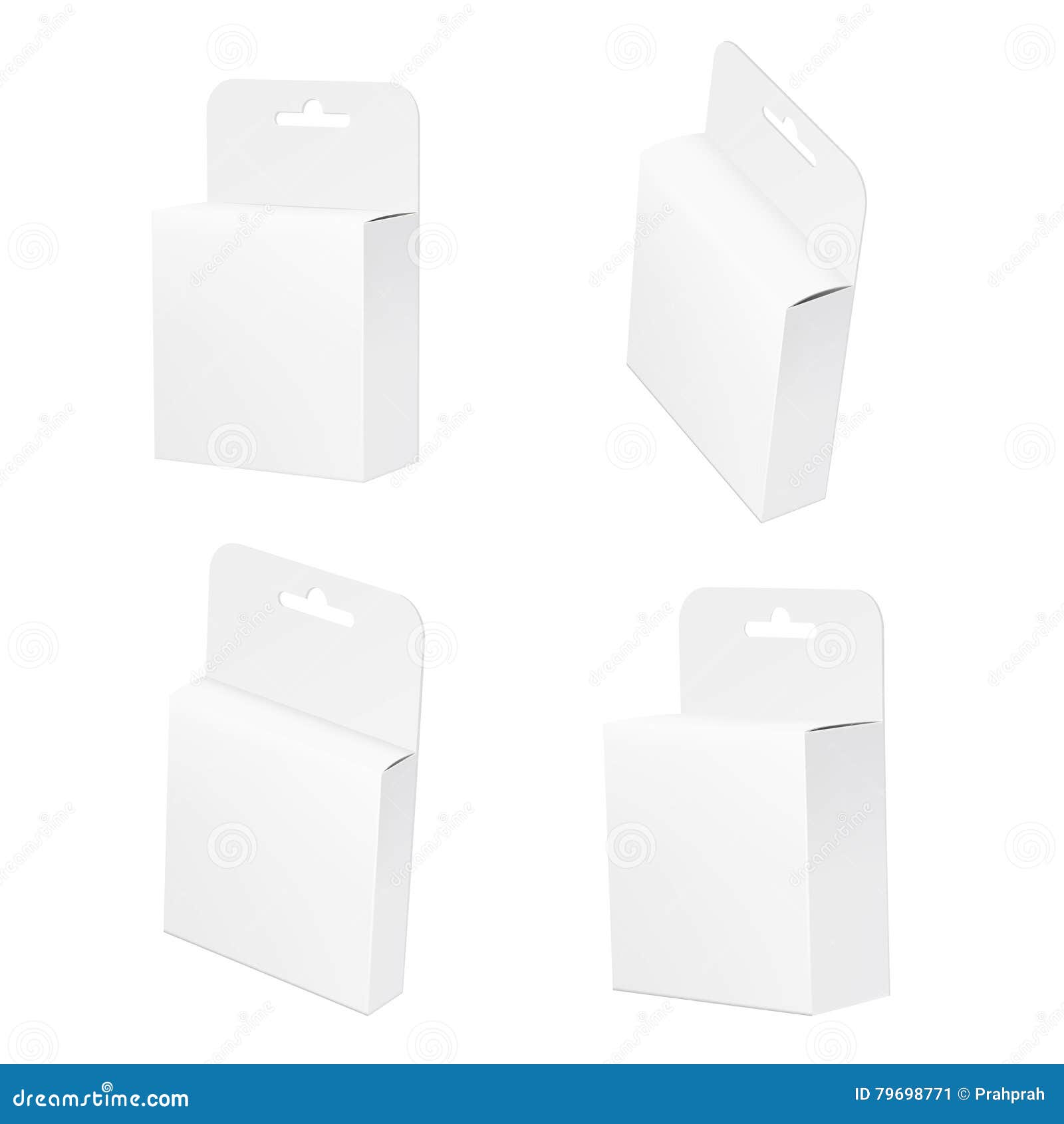 White Product Package Box with Hang Slot Set Stock Illustration ...