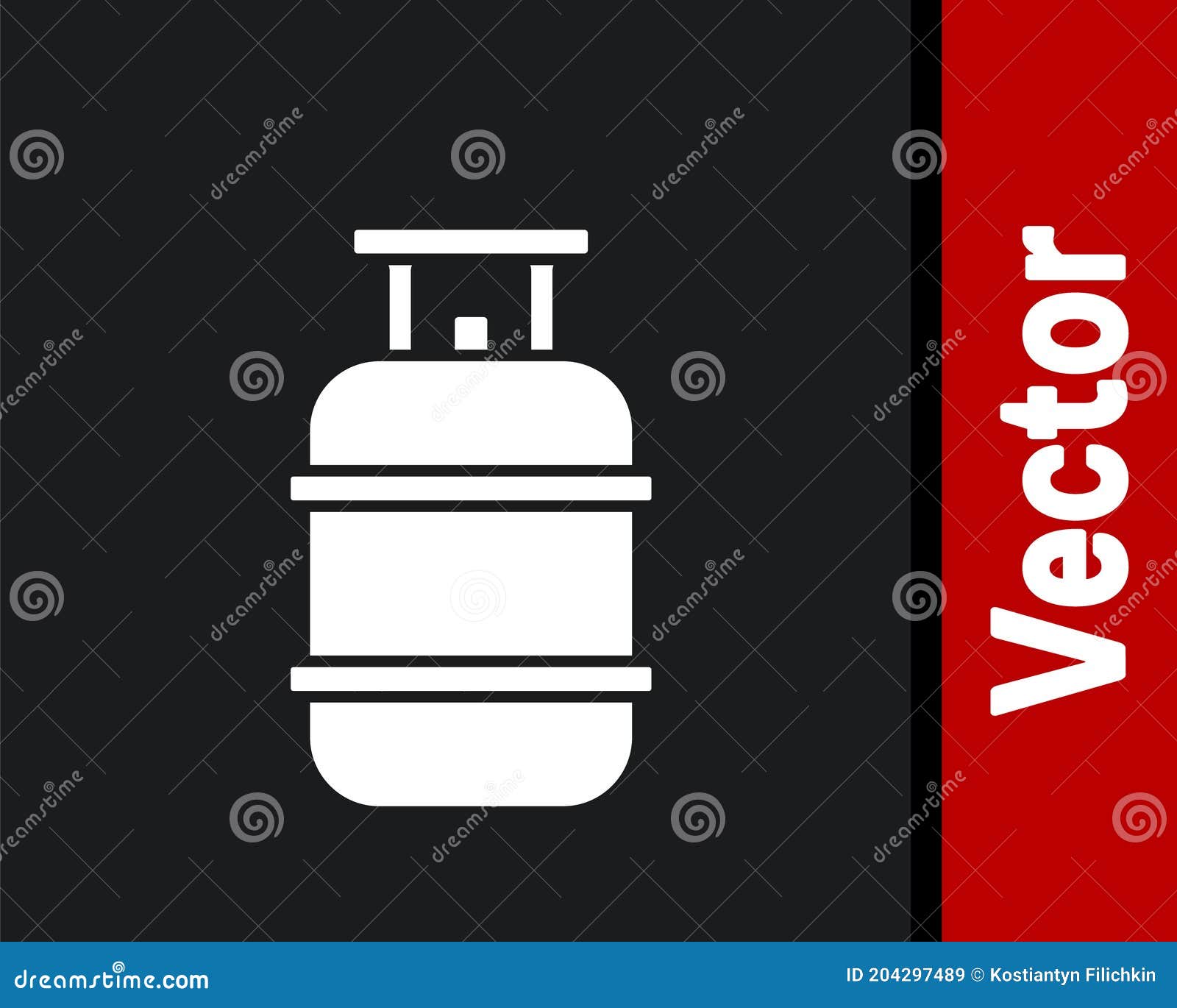 White Propane Gas Tank Icon Isolated on Black Background. Flammable Gas ...