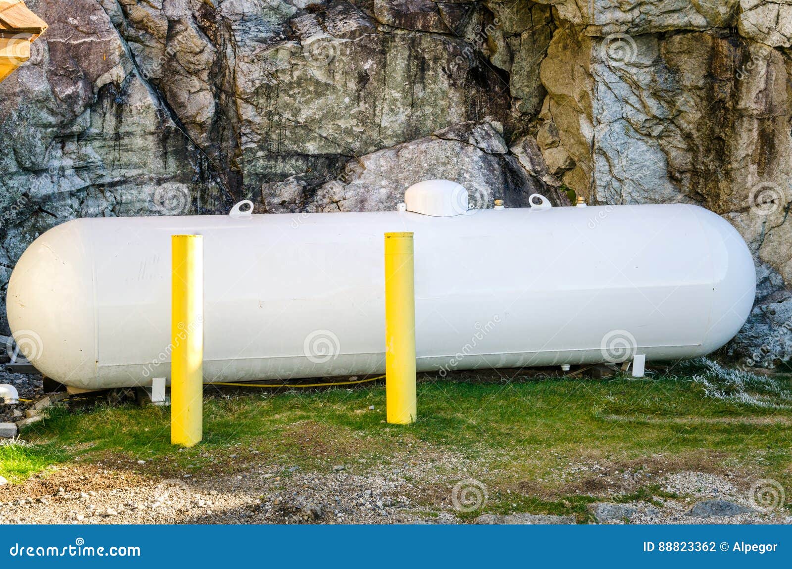 White Propane Tank with Rocks in Background Stock Photo - Image of ...