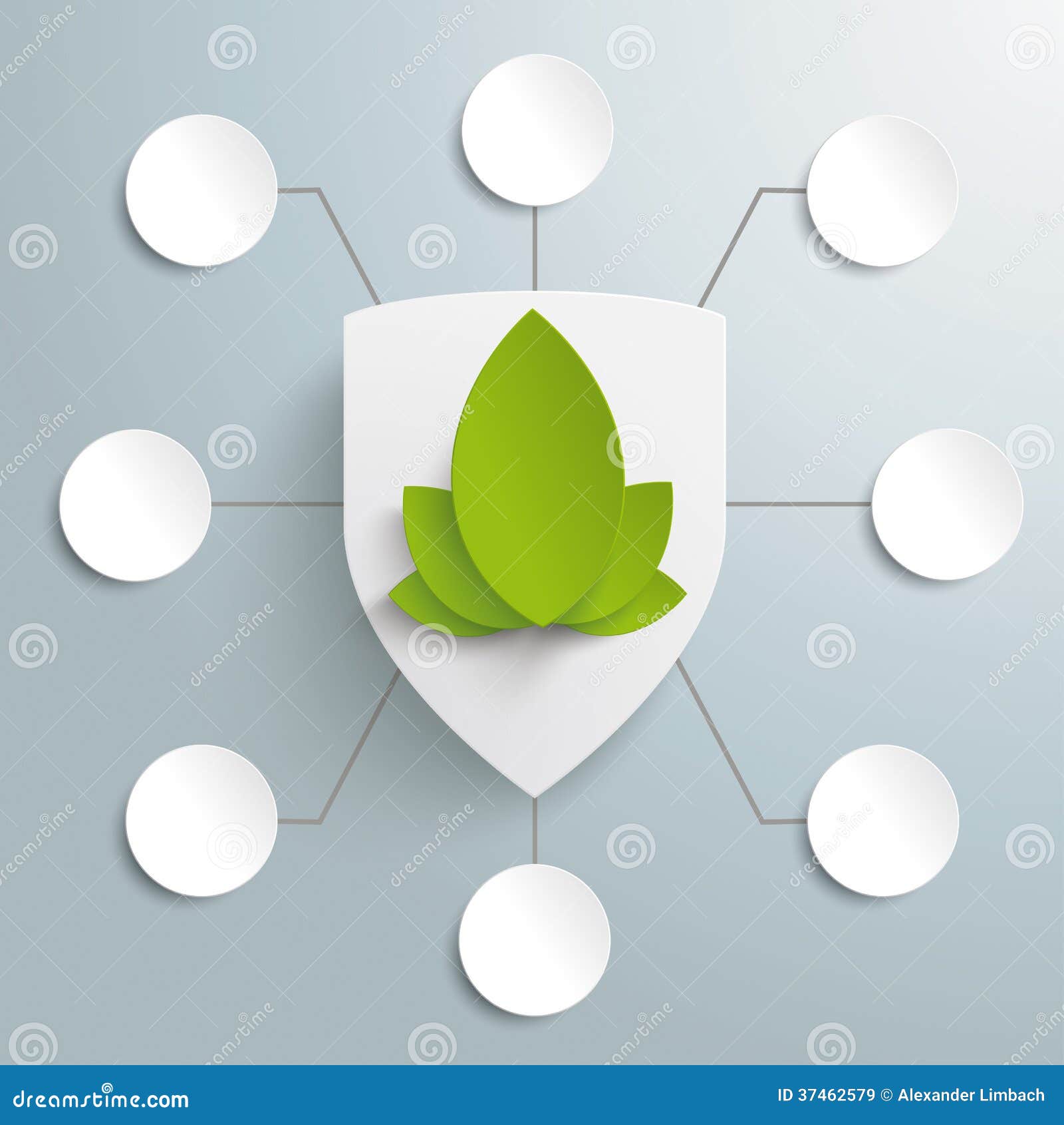 White Protection Shield Green Leaves 8 Options Stock Illustration ...