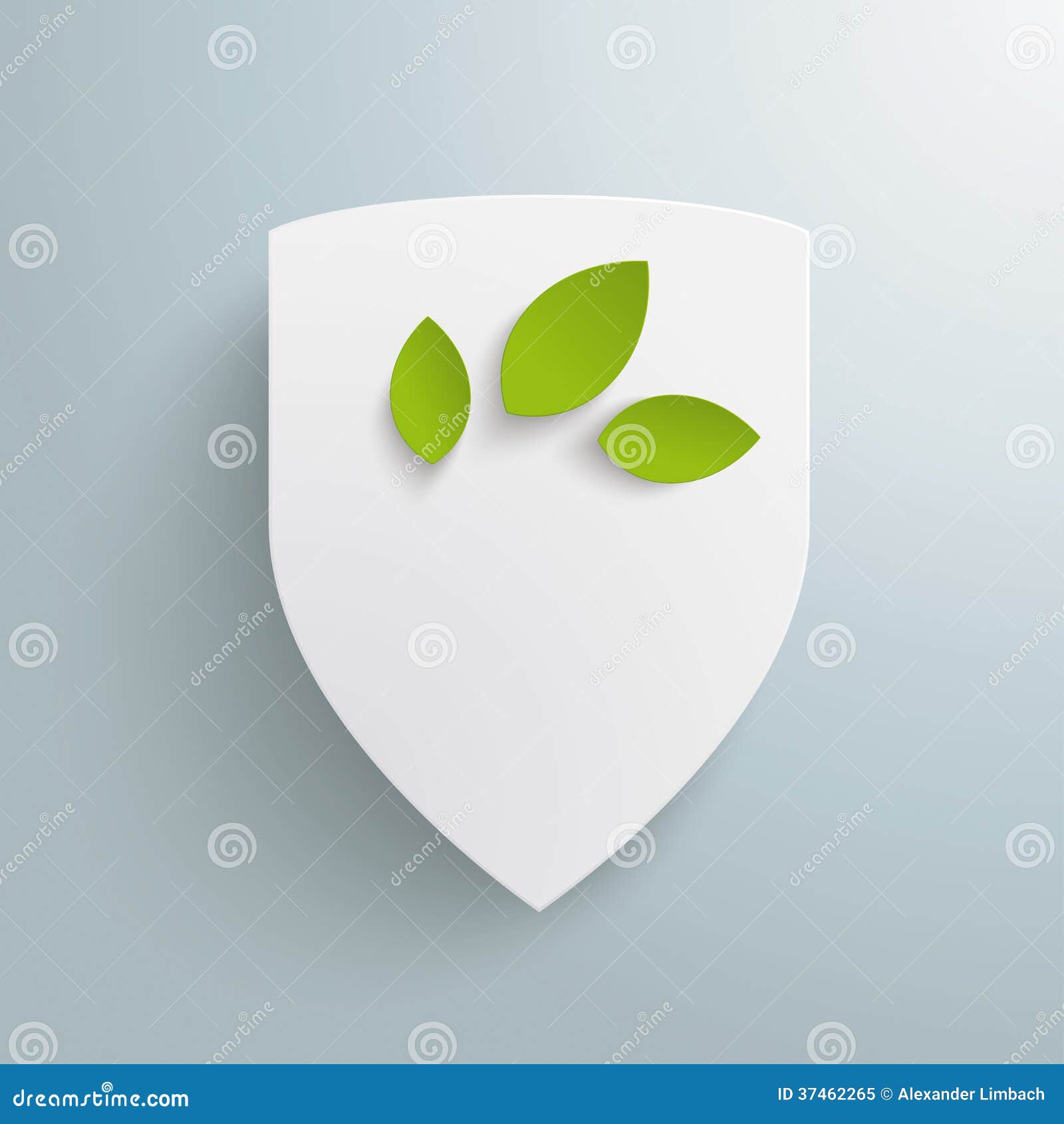 White Protection Shield Green Leaves PiAd Stock Illustration ...