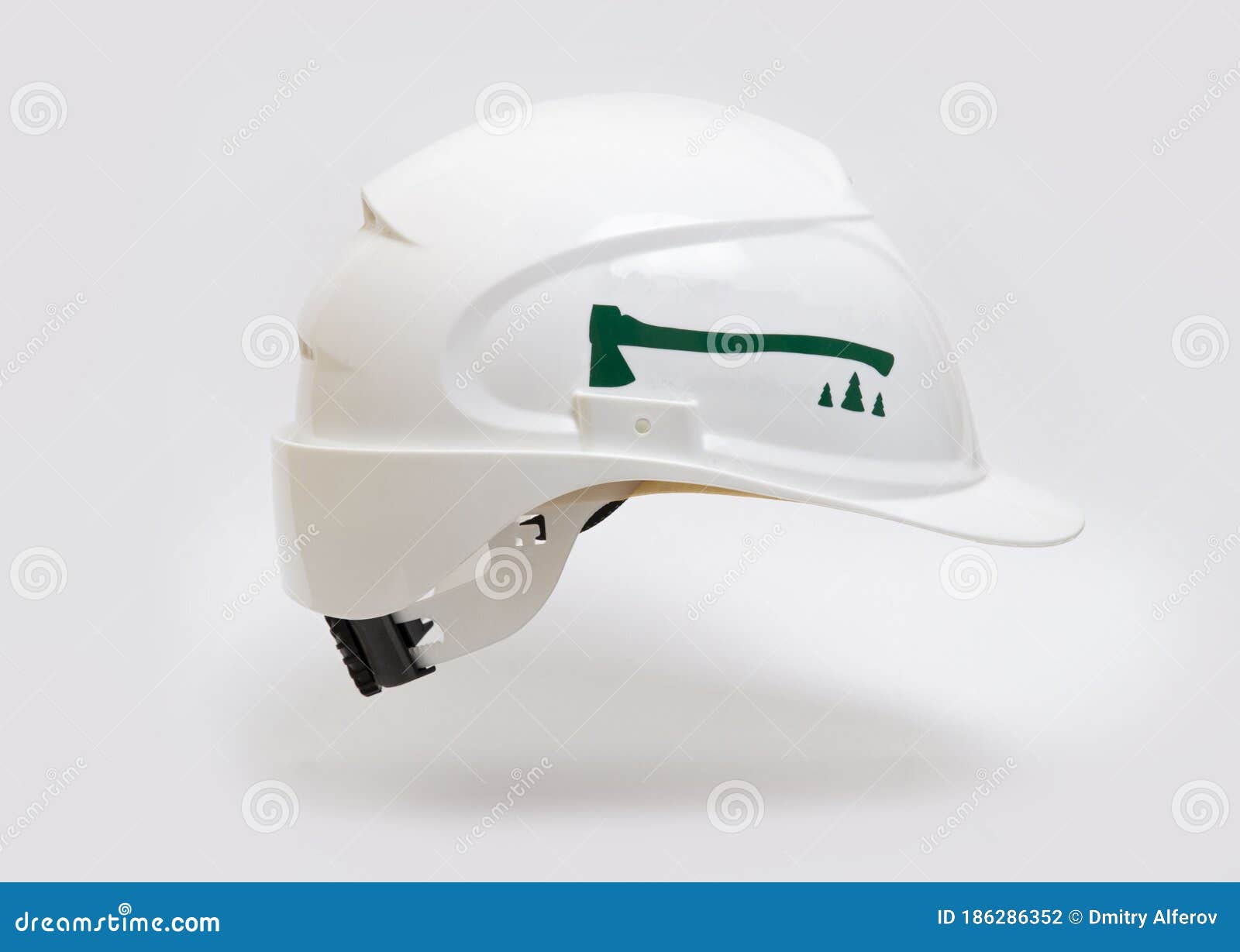 White Protective Helmet for Construction and for Loggers Stock Photo ...