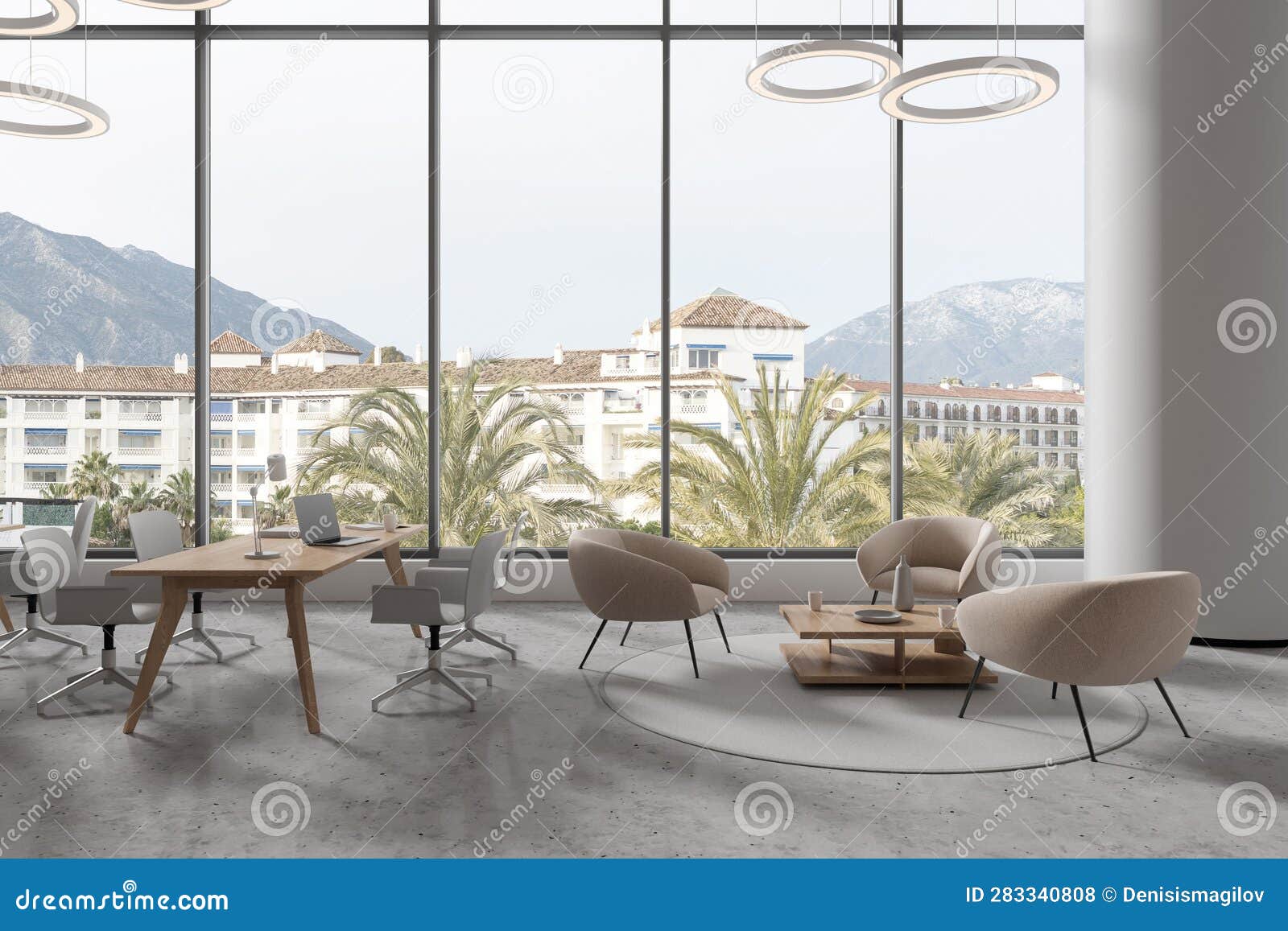 White Public Library Reading Room Interior Stock Illustration ...