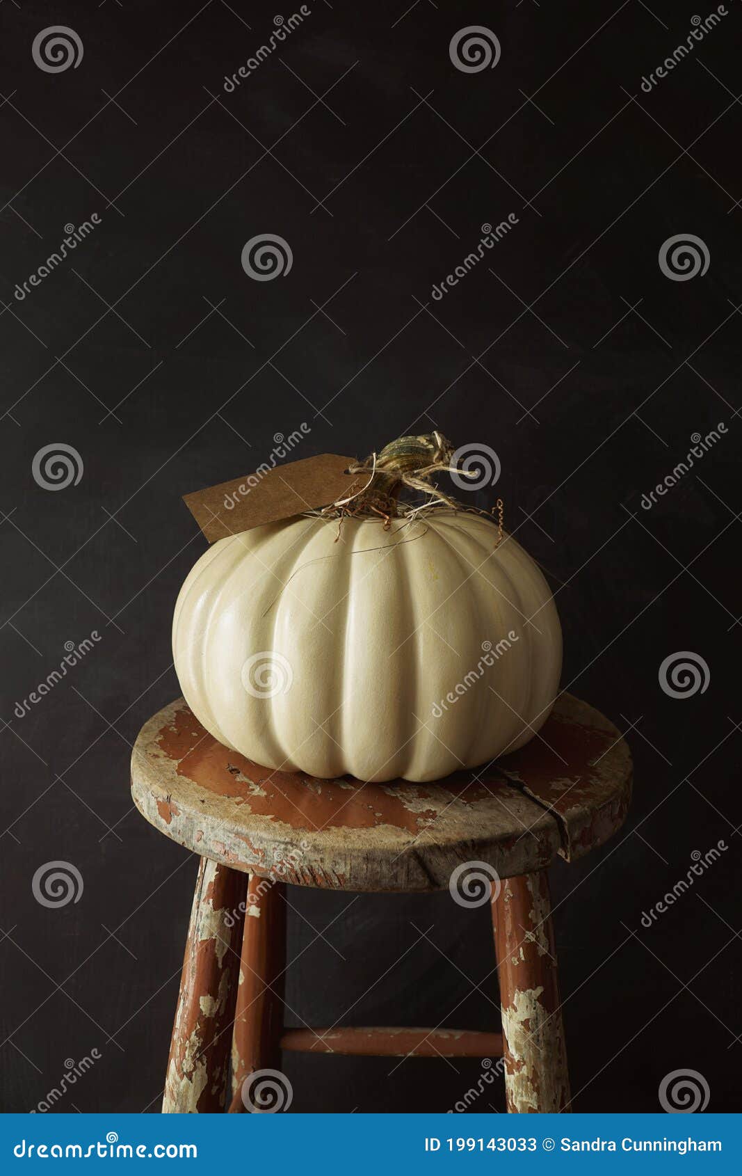 White pumpkin on old stool stock image. Image of bench - 199143033