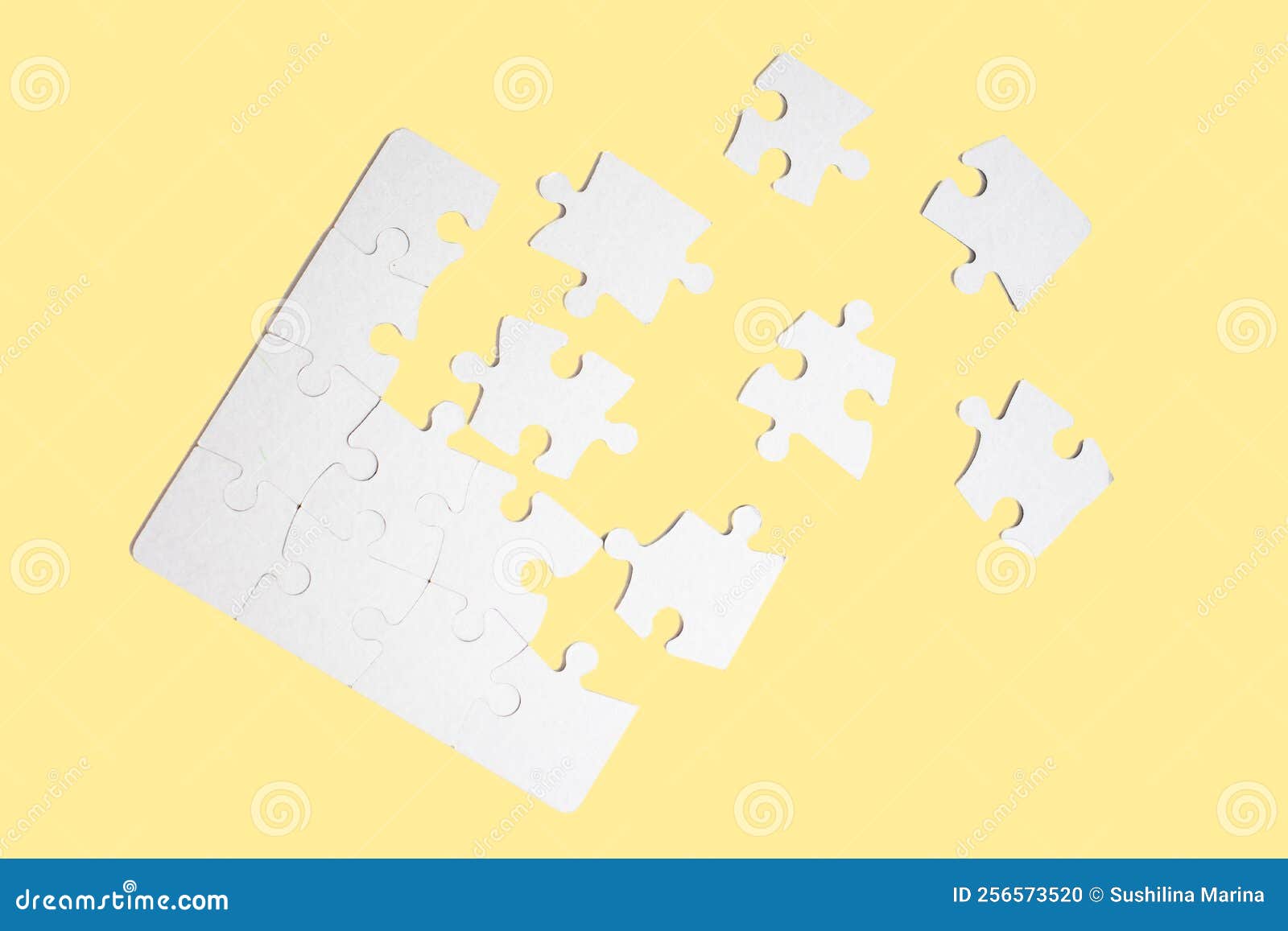 White puzzle stock photo. Image of jigsaw, piece, blue - 256573520
