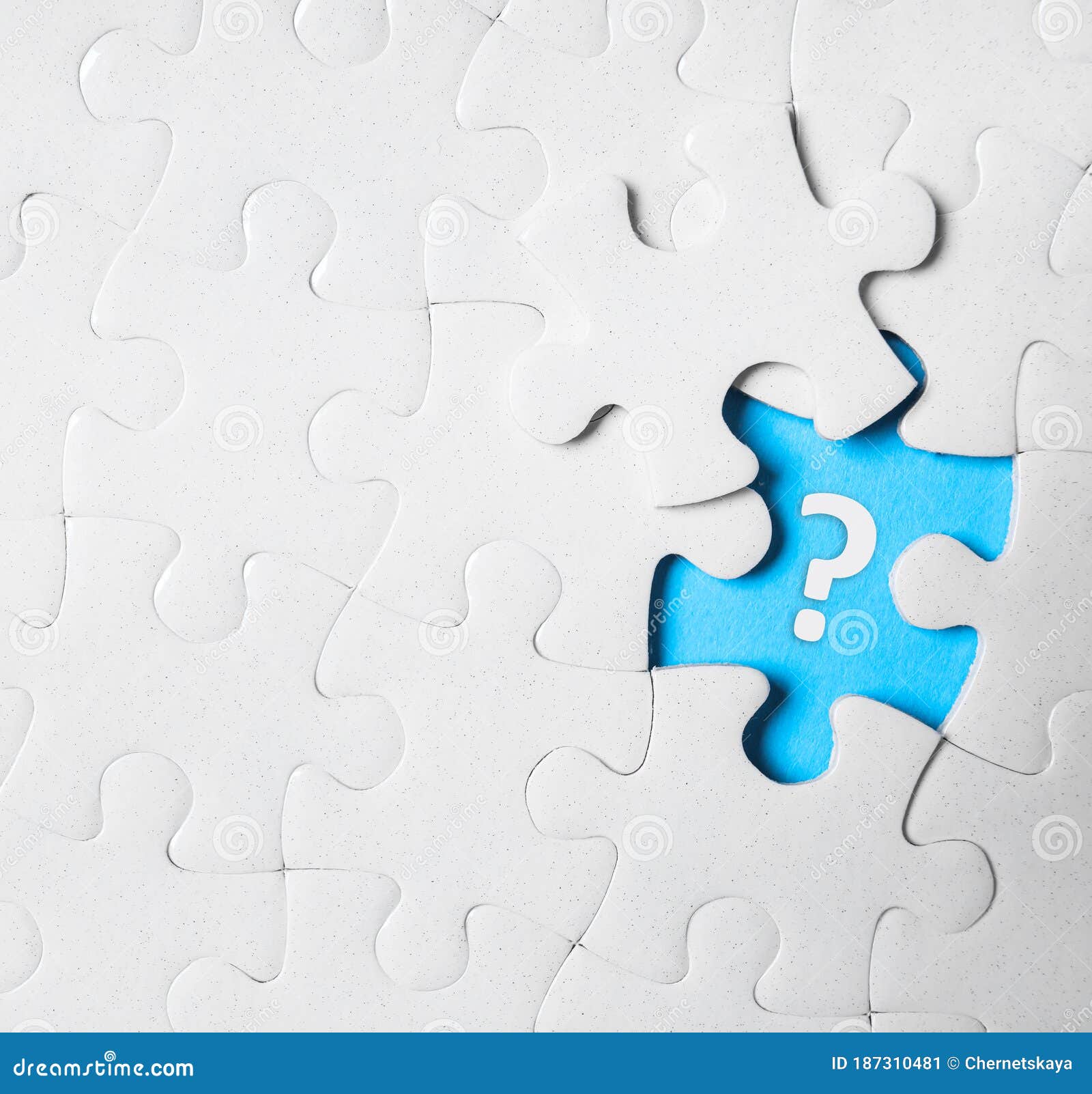 White Puzzle with Missing Piece and Question Mark on Background, Top ...