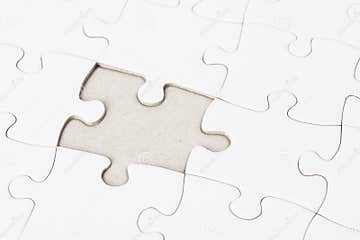 White Puzzle with One Missing Piece Stock Photo - Image of closeup ...