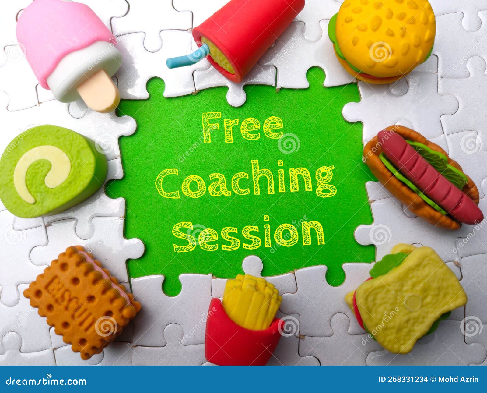 The Word Free Coaching Session on a Green Background Stock Photo ...