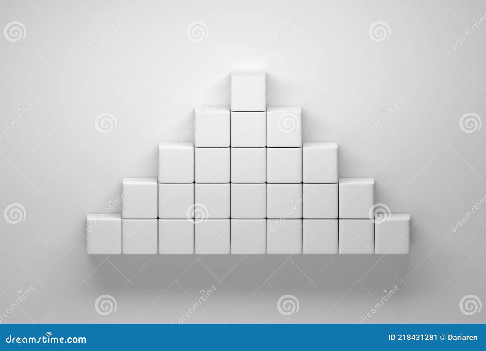 White Pyramid Made of White Cubes on Whit Background Stock Illustration ...