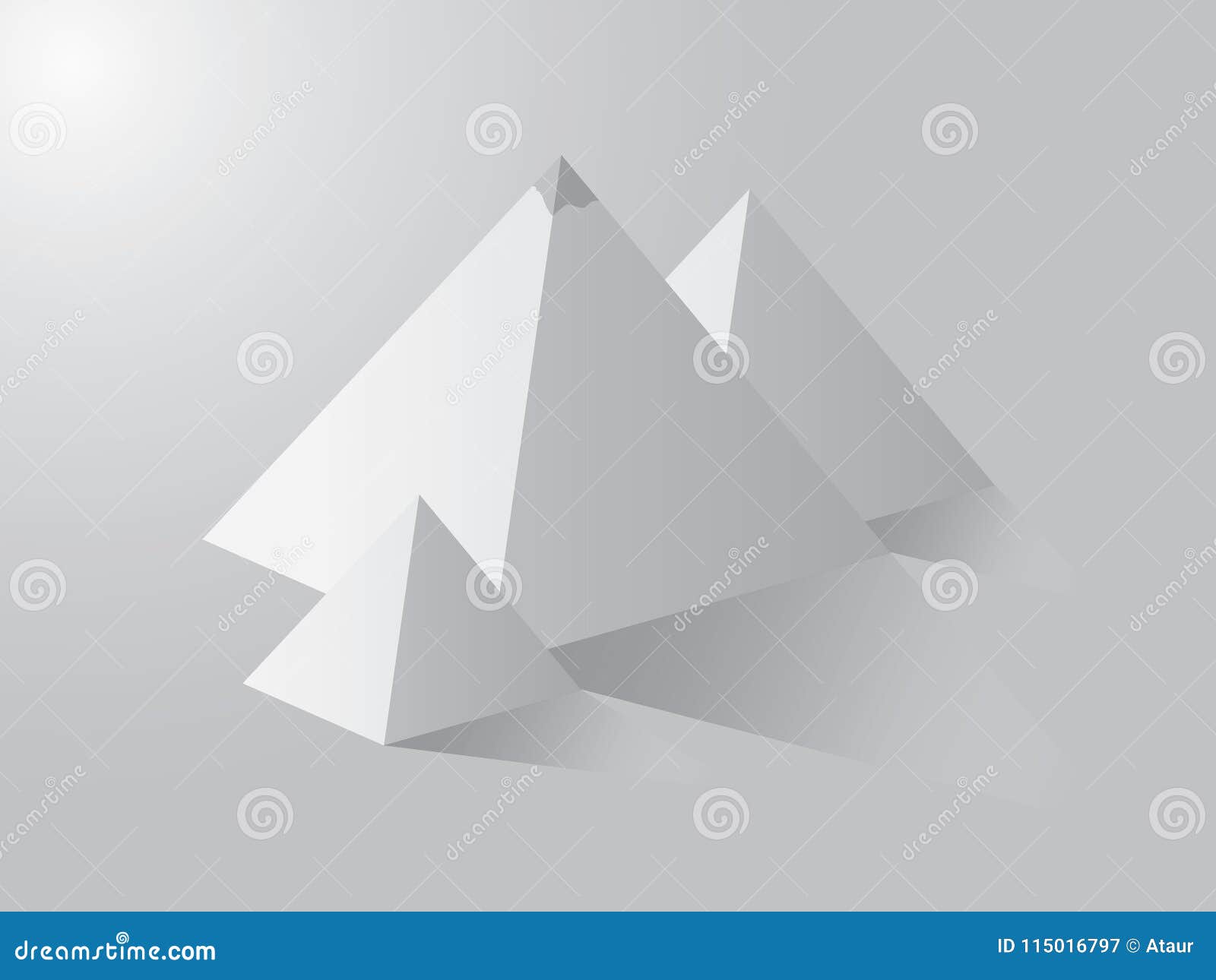 A Group of White Pyramids Casting Shadow on White Background Stock ...