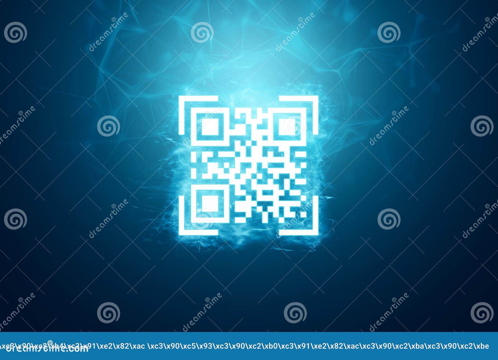 White QR Code on a Blue Background New Technologies. Electronic ...