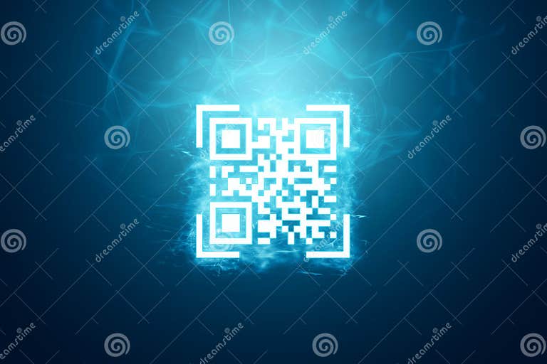 White QR Code on a Blue Background New Technologies. Electronic ...