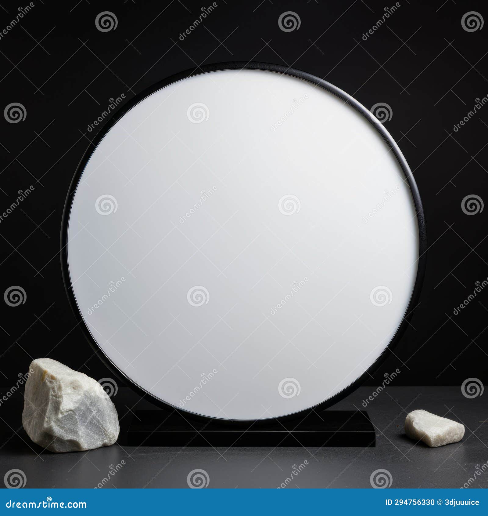 White Quartz Crystal Minimalistic Round Picture Frame. Stock ...