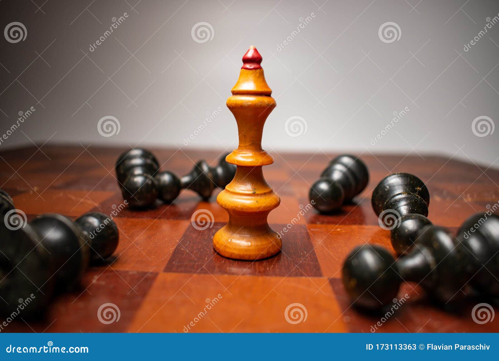 The White Queen of Chess, Surrounded by Fallen Black Pieces Stock Image ...