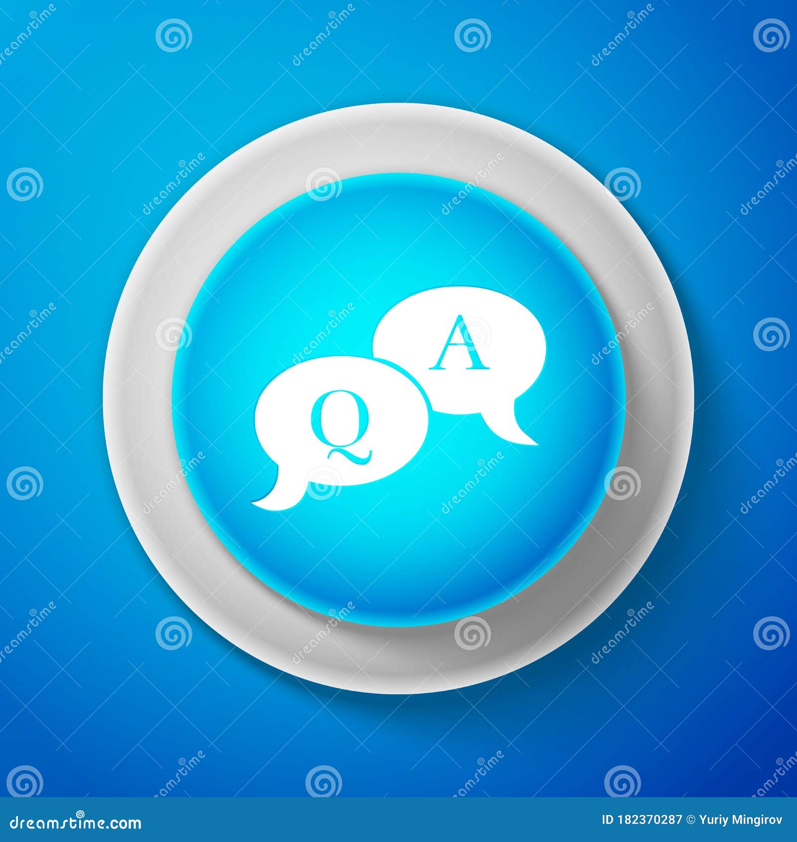 White Question and Answer Mark in Speech Bubble Icon Isolated on Blue ...