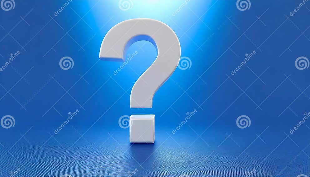 White Question Mark on Blue Background. 3D Rendering. FAQ and QA Stock Illustration ...