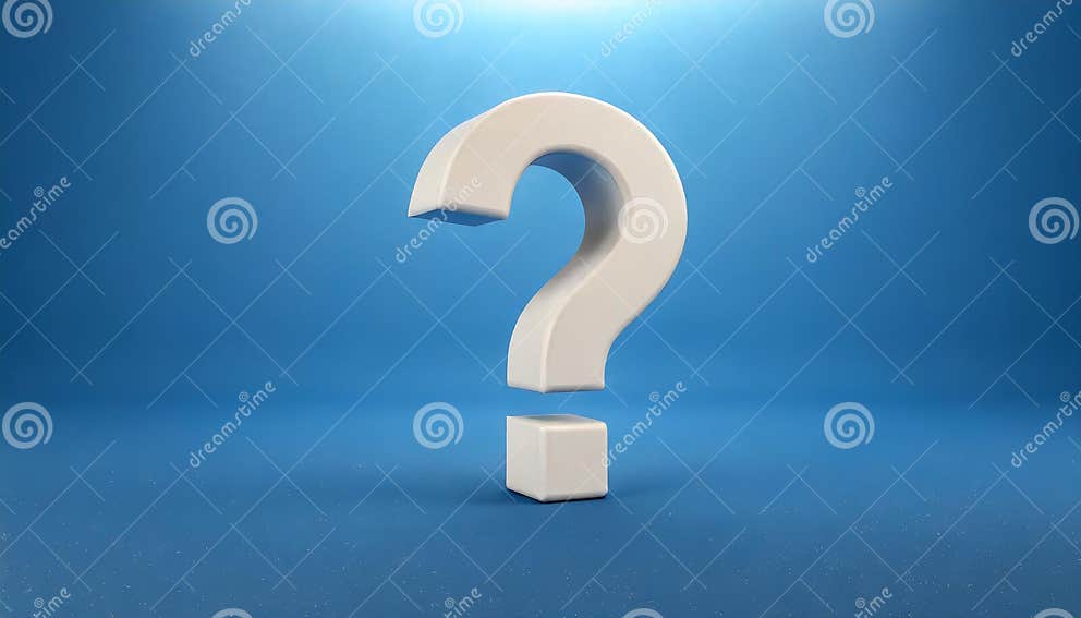 White Question Mark on Blue Background. 3D Rendering. FAQ and QA Stock Illustration ...