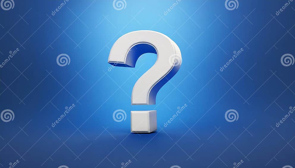 White Question Mark on Blue Background. 3D Rendering. FAQ and QA Stock Illustration ...
