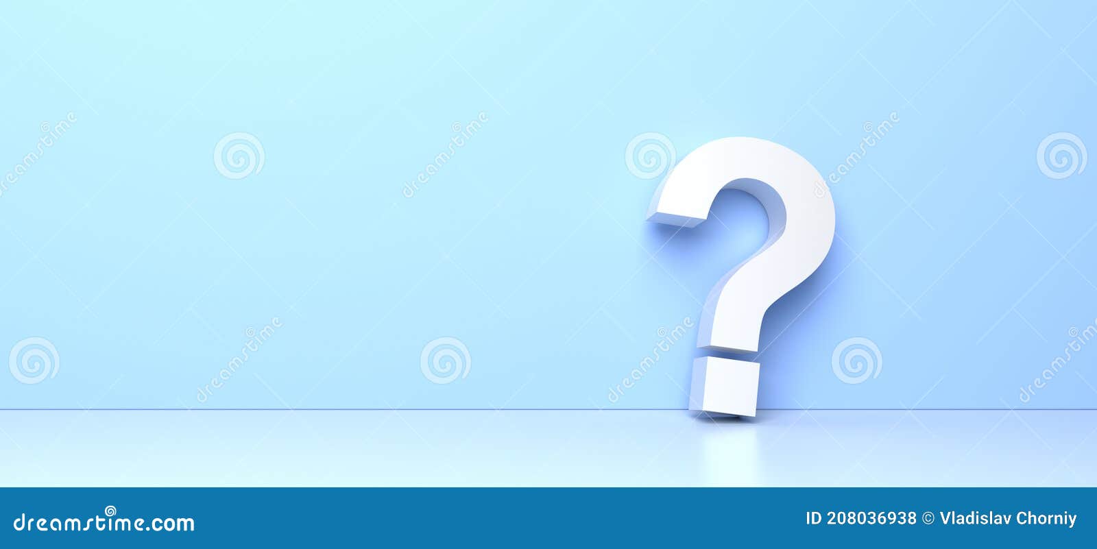 White Question Mark on Blue Background with Empty Space on Left Side ...