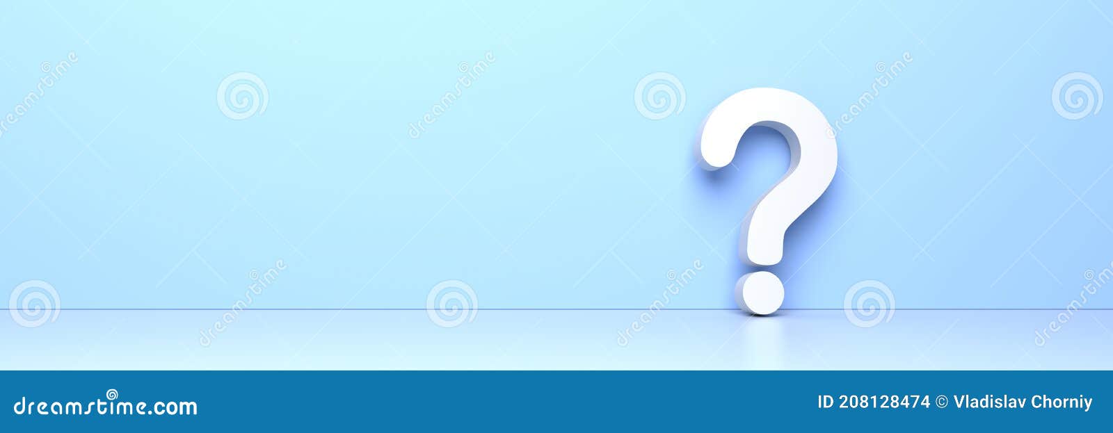 White Question Mark on Blue Background with Empty Space on Left Side ...