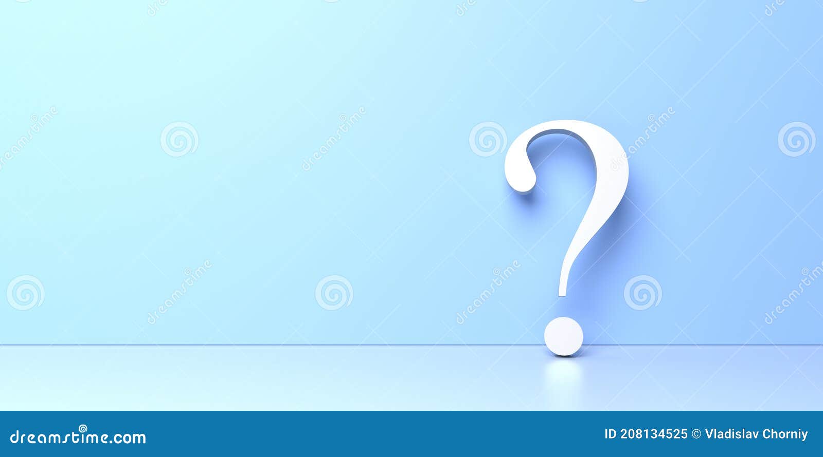 White Question Mark on Blue Background with Empty Space on Left Side ...