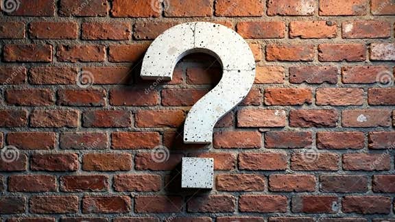 White Question Mark on Brick Wall. Stock Image - Image of contrast ...