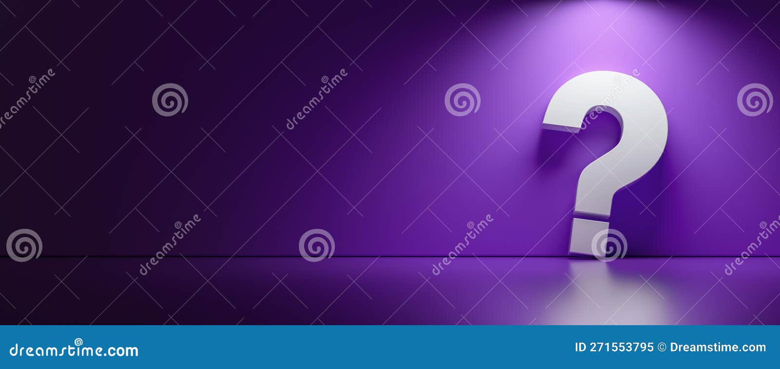 White Question Mark on Dark Purple Background with Empty Copy Space on ...