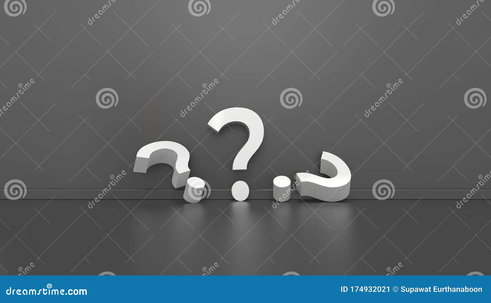 White Question Mark on Glossy Grey Room Background. Stock Illustration ...